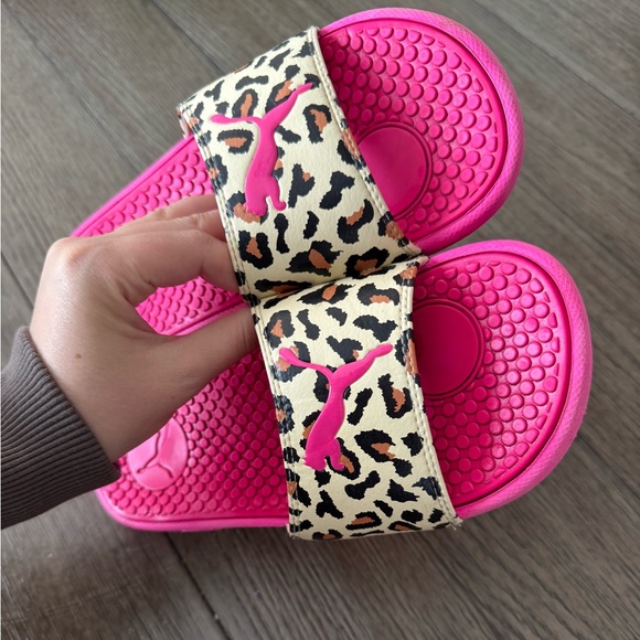 Puma | Shoes | Puma Hot Pink And Leopard Print Slides | Poshmark